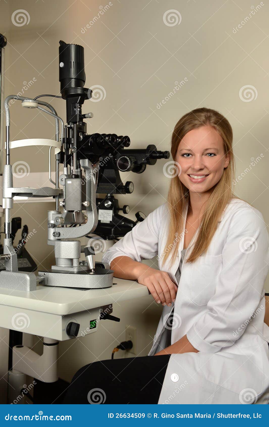 Eye Doctor Smiling stock image. Image of female, ophthalmologist - 26634509