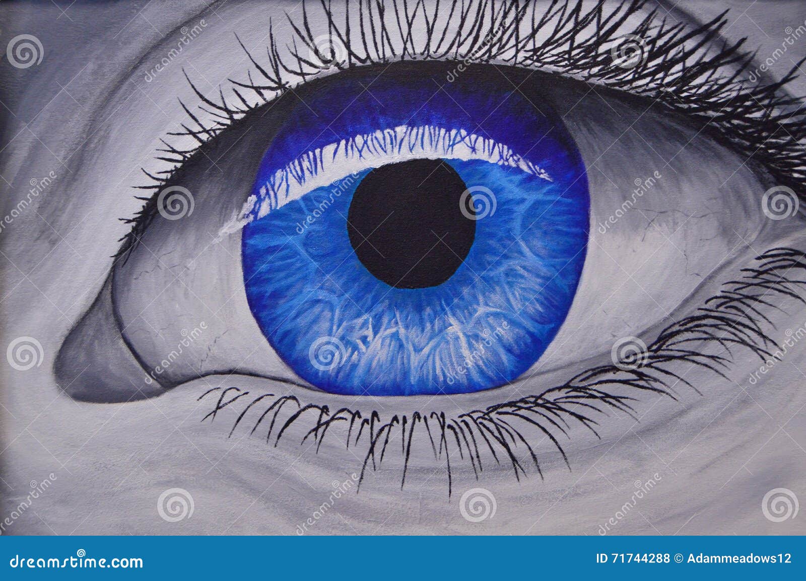 Blue eye close up stock illustration. Illustration of drawing - 71744288