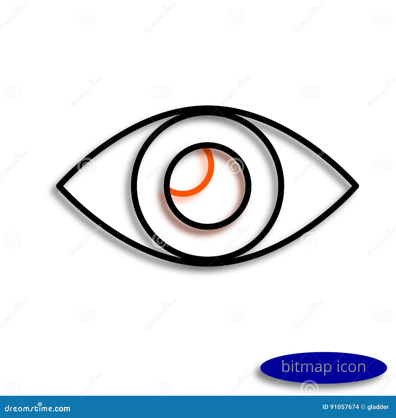 Eye Drawn by Lines Casting Shadow, Graphic Bitmap Linear Icon Stock ...