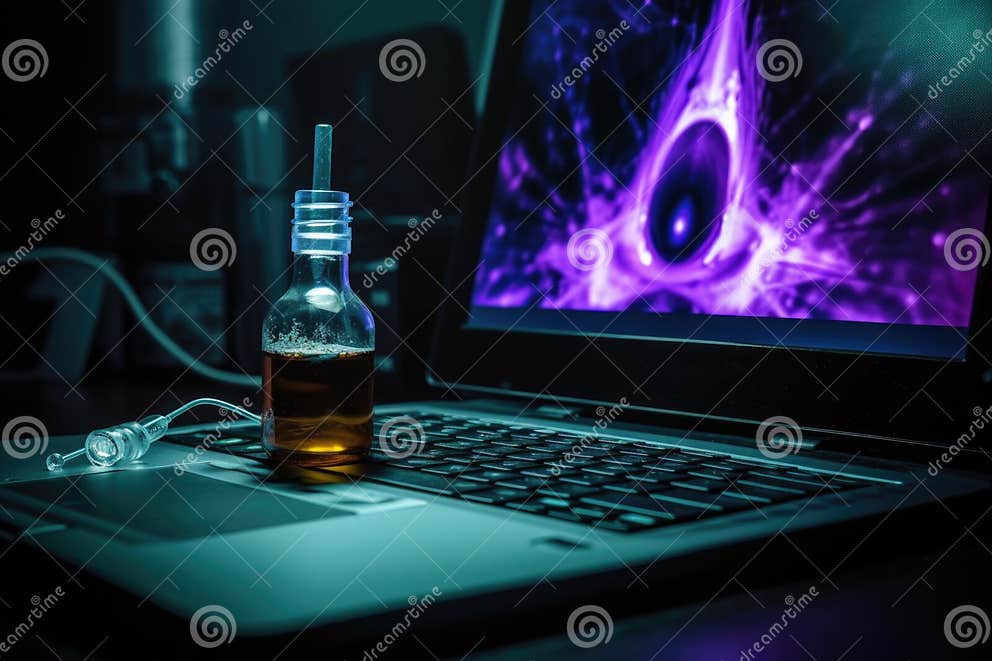 Eye Drop Bottle Next To a Computer Screen Stock Photo - Image of ...