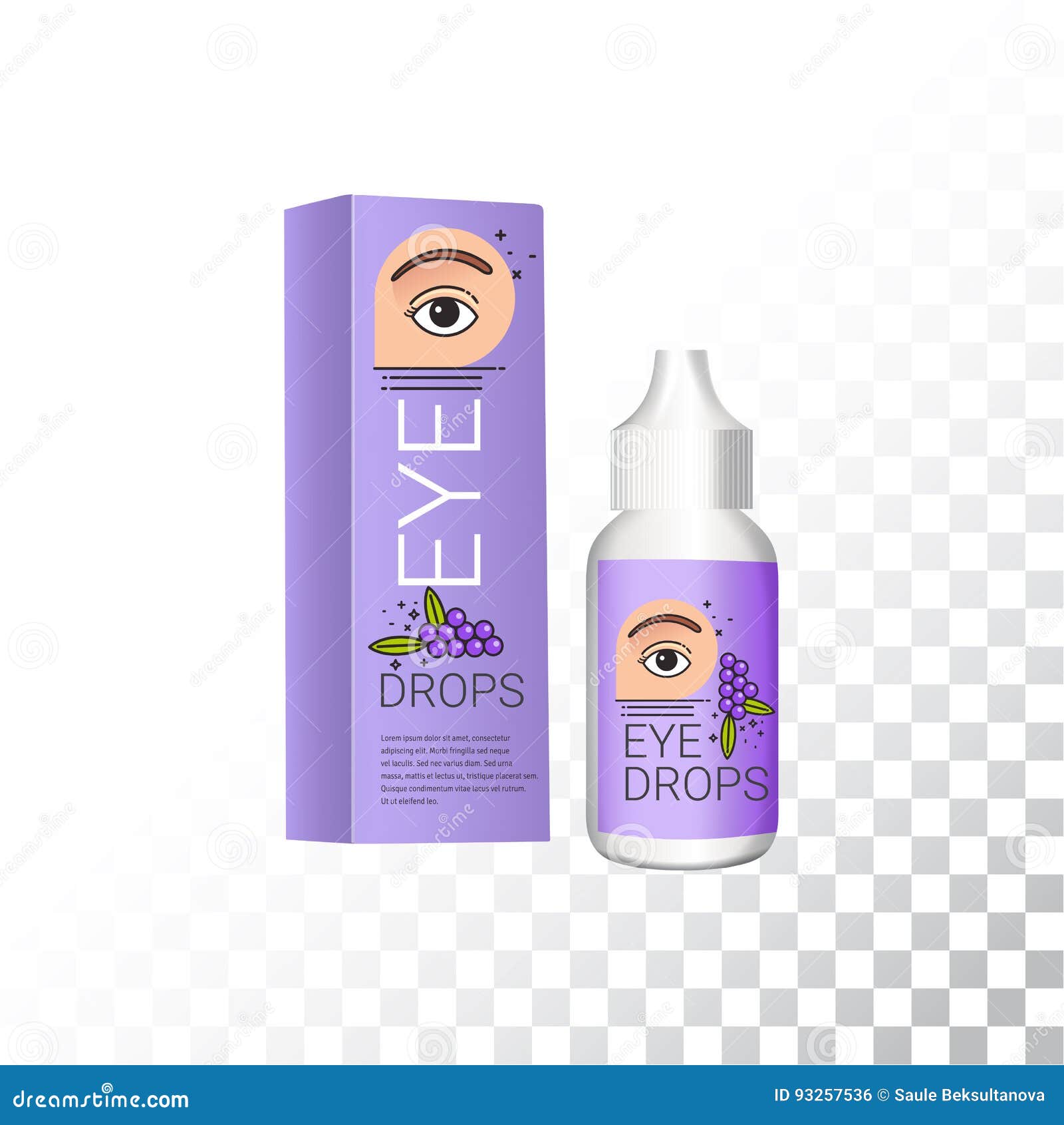 Eye Drops Realistic Package and Container. Plastic Container with ...