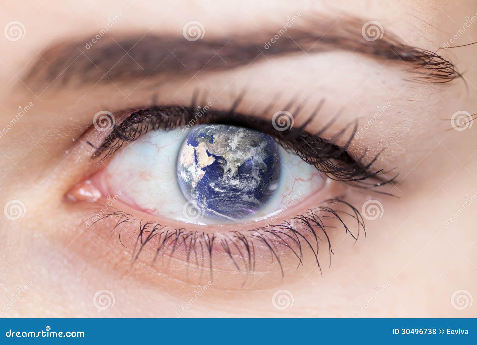 Eye and the Earth. stock photo. Image of galaxy, blue - 30496738