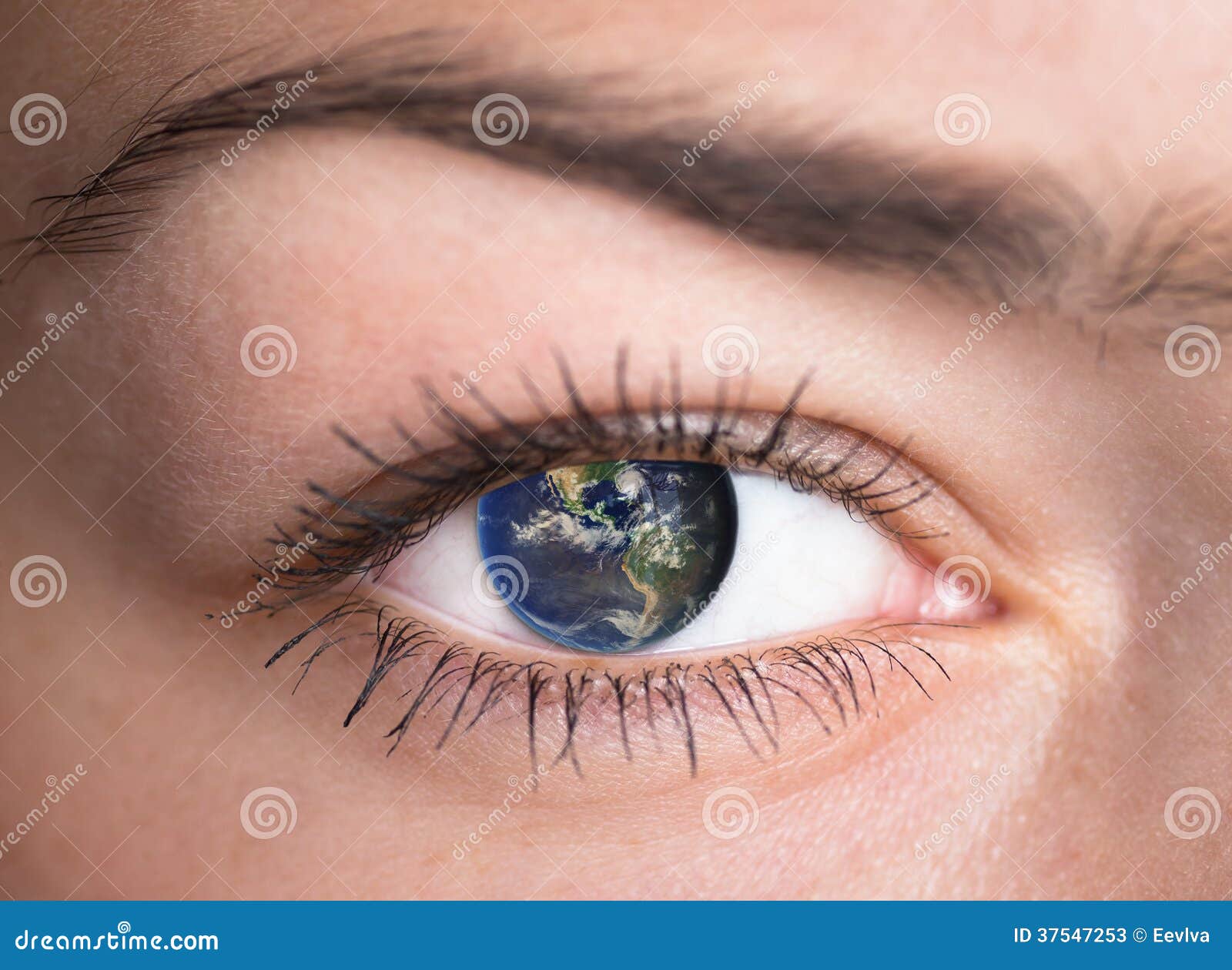 Eye with the earth inside. stock image. Image of macro - 37547253