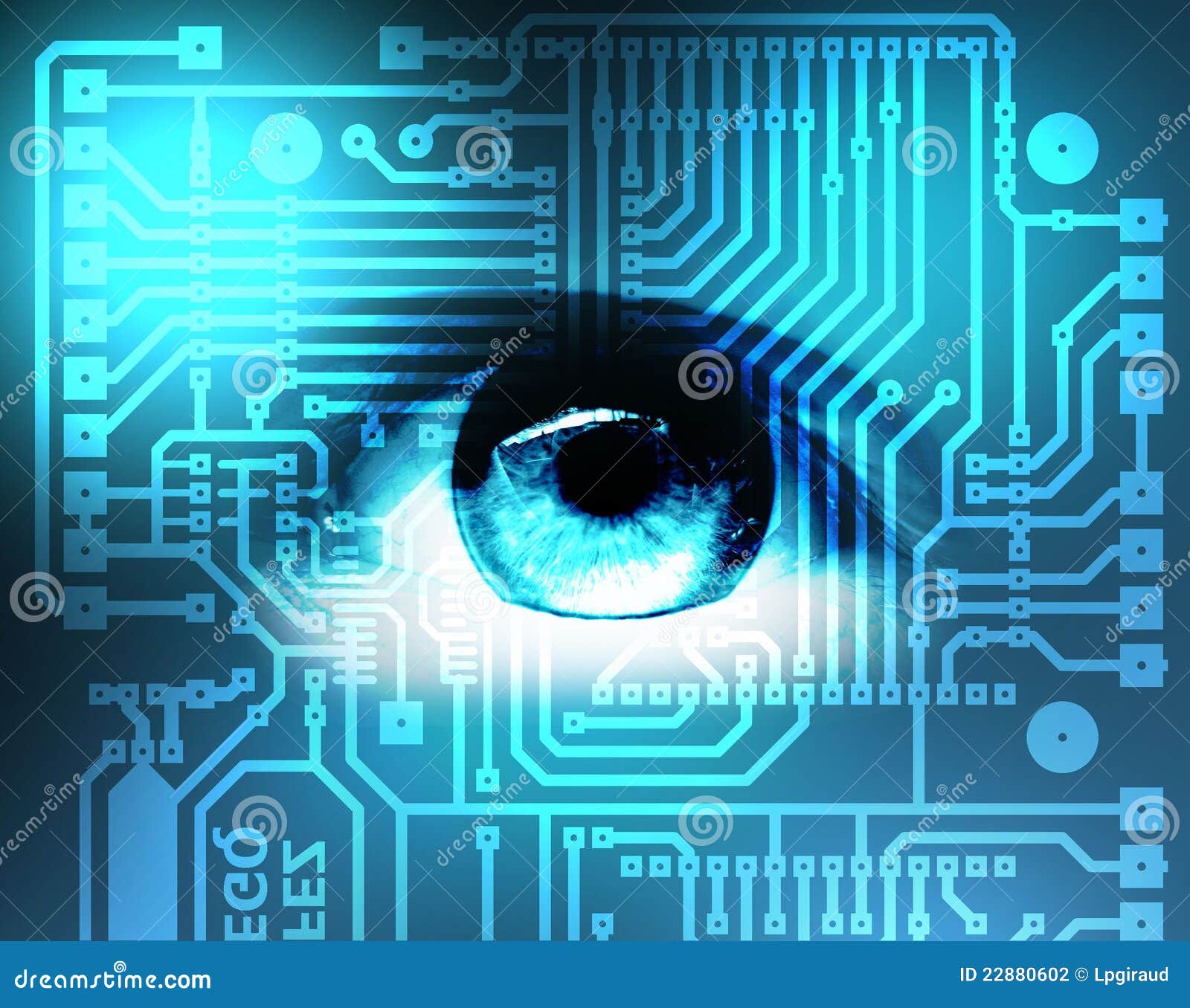 Eye and electonics stock illustration. Illustration of connection ...