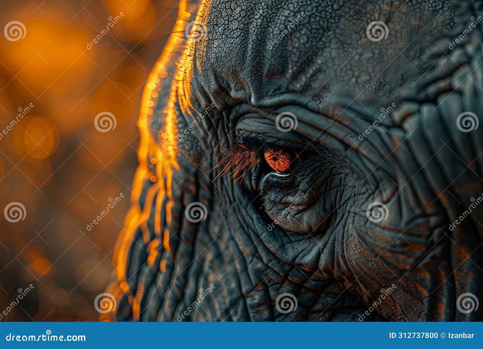 Eye of an Elephant Close Up Detail Generative AI Stock Illustration ...