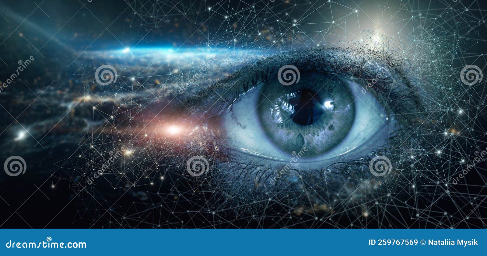 Eye Emerging from the Network of Connections on the Background of the ...