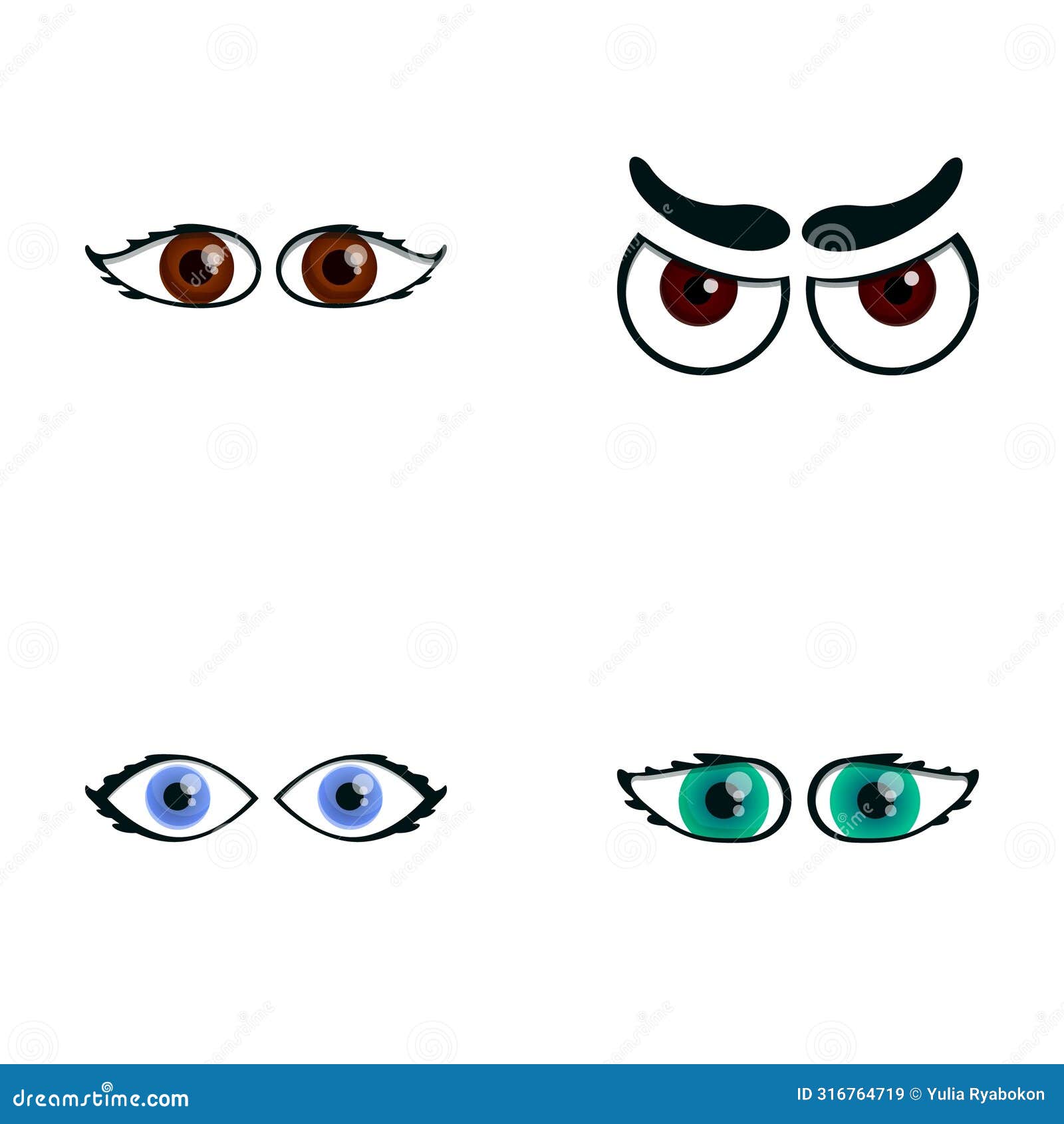 Eye Emotion Icons Set Cartoon Vector. Cartoon Eye Expressing Different ...