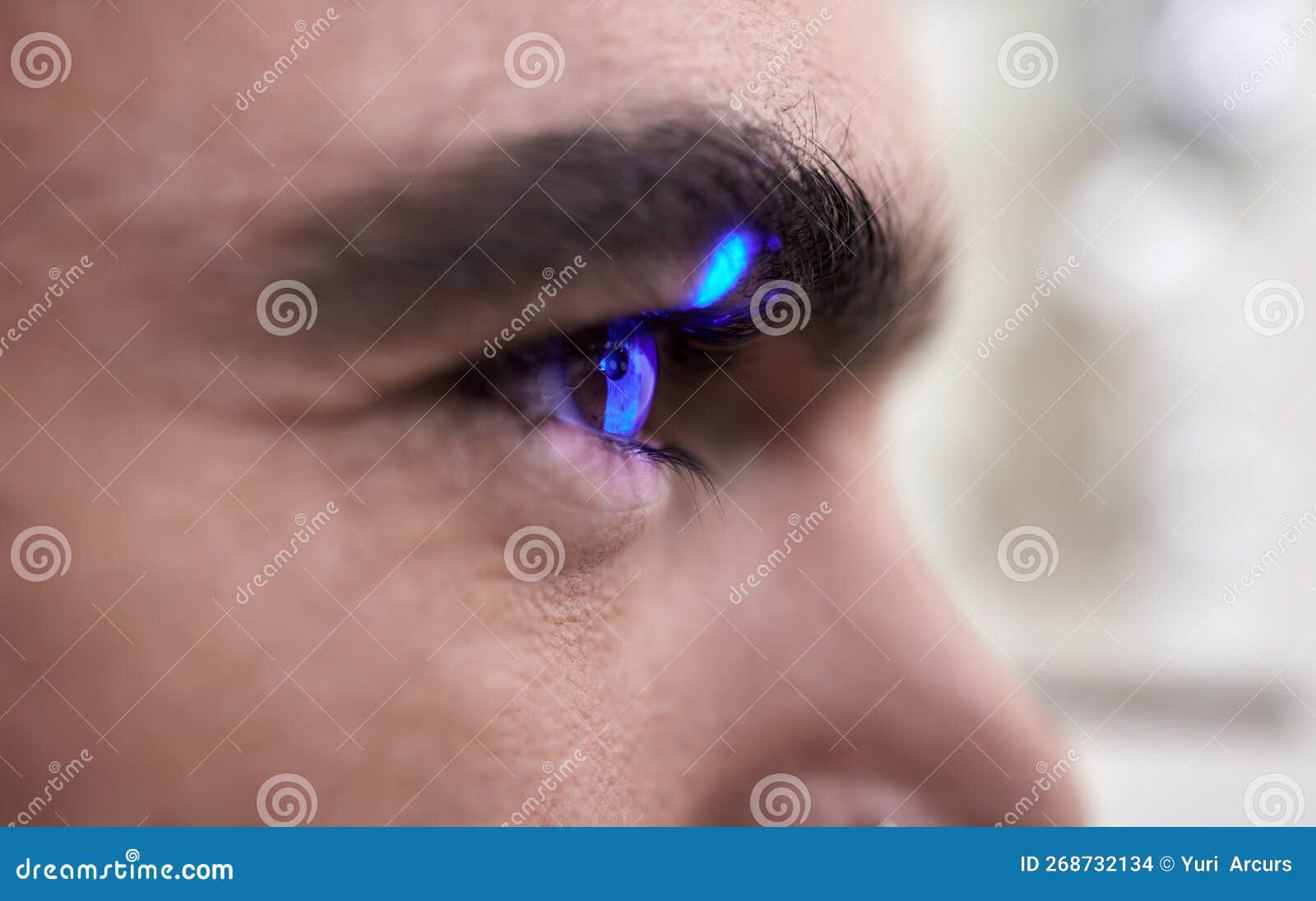 Eye Exam, Vision or Laser Test for Customer with a Machine at Optometry ...