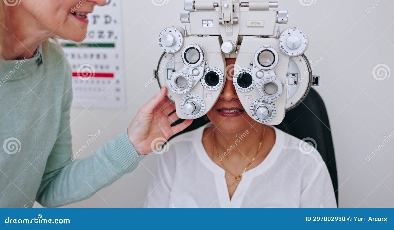 Eye Exam, Women and Optometrist Talking with Patient, Explain Process ...