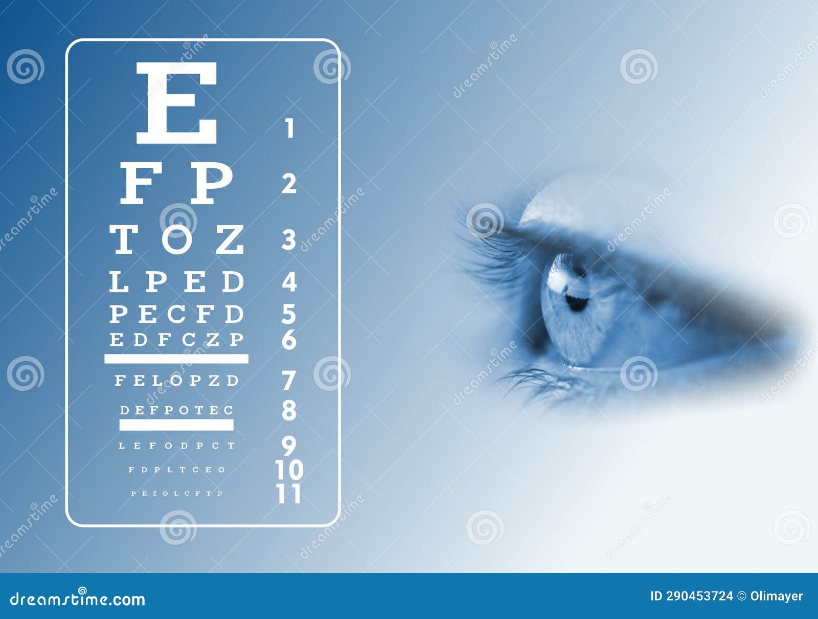 Snellen scale vision test. stock photo. Image of vision - 290453724