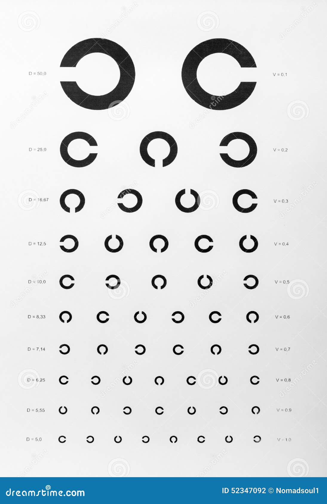 Eye examination chart stock photo. Image of medicine - 52347092