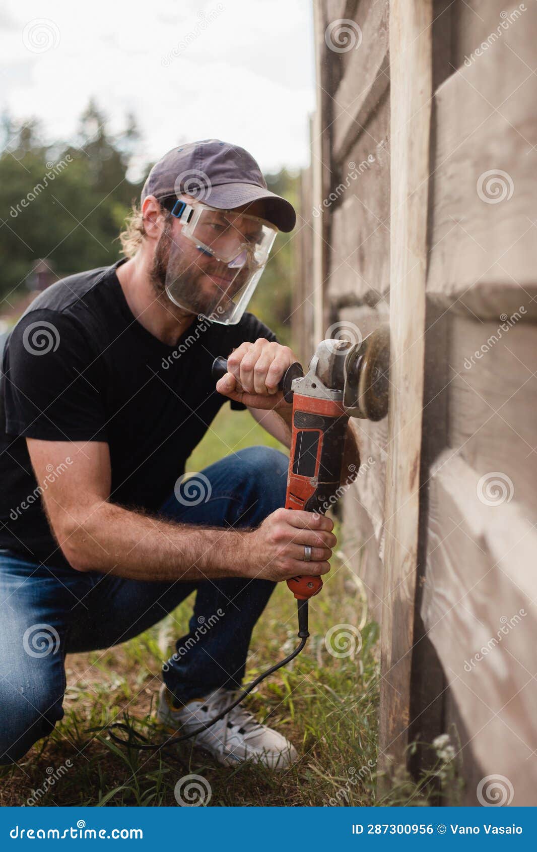 Eye and Face Protection when Working with Power Tools Stock Photo ...