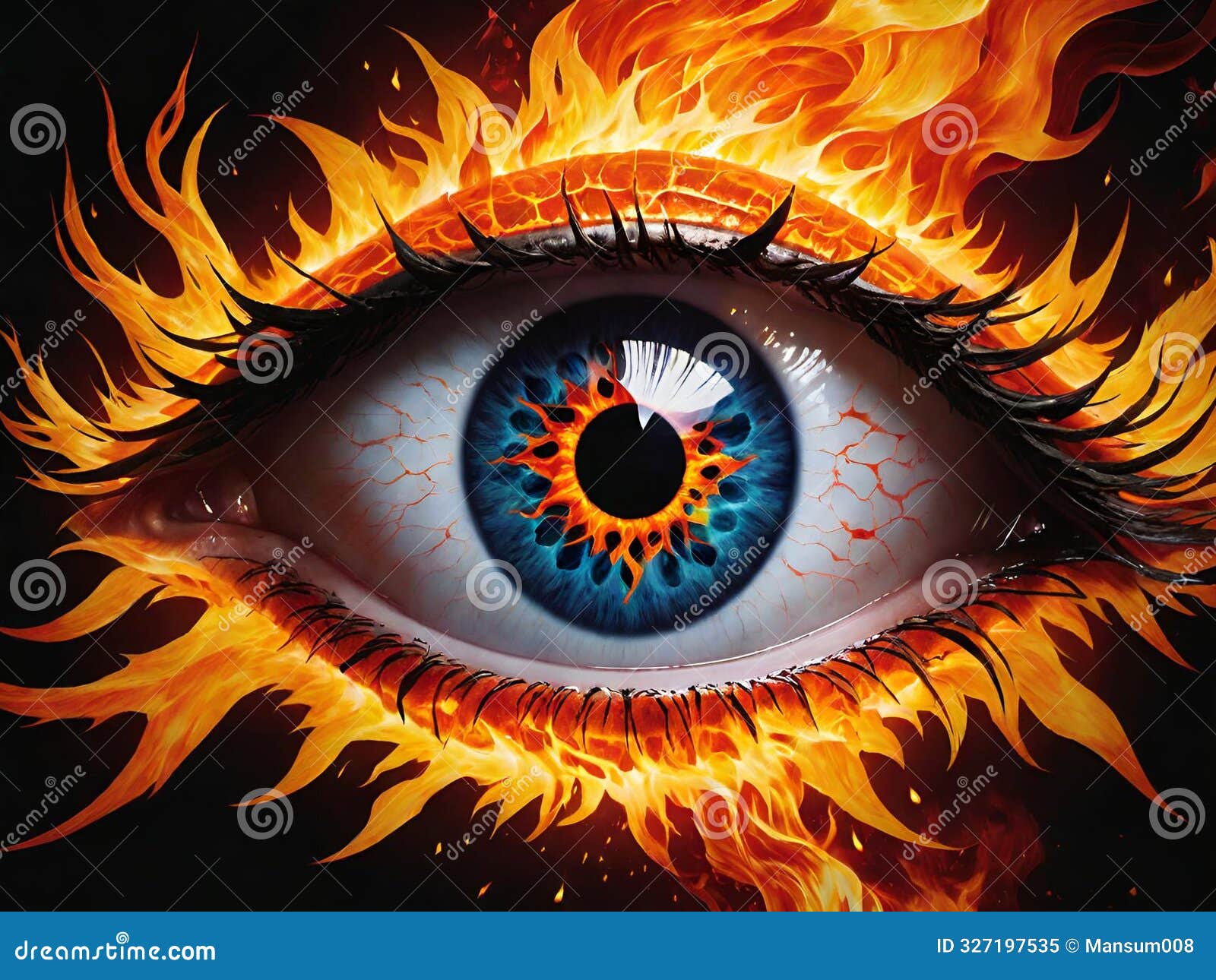 Eye of the fire stock illustration. Illustration of human - 327197535