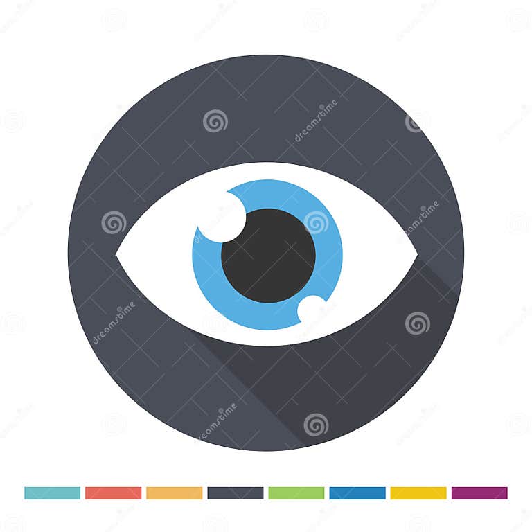 Eye flat icon stock vector. Illustration of idea, blue - 106294644