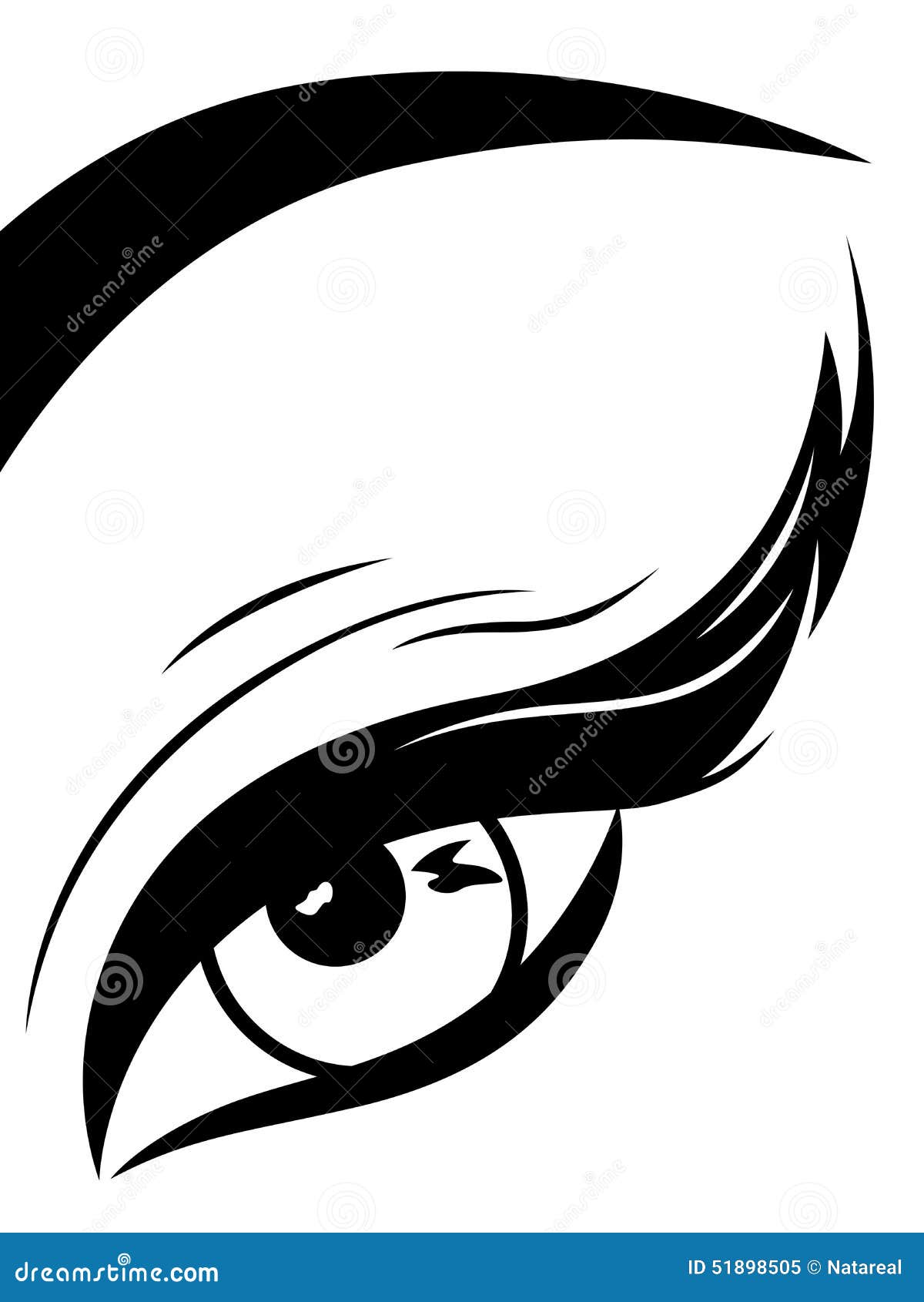 Eye with Fluffy Eyelid Close-up Stock Vector - Illustration of ...