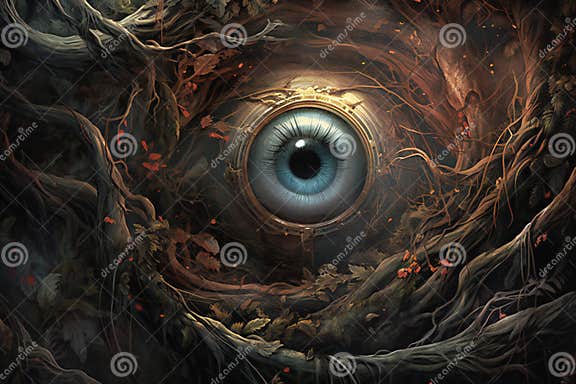 Eye in the forest stock illustration. Illustration of surreal - 280462490