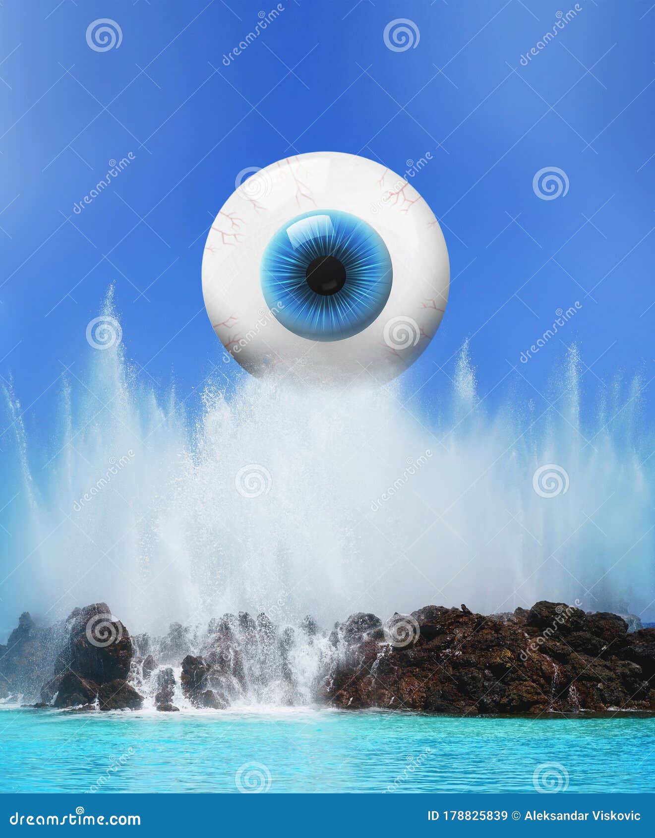 An Eye on a Fountain Water Splash Stock Image - Image of vacation ...