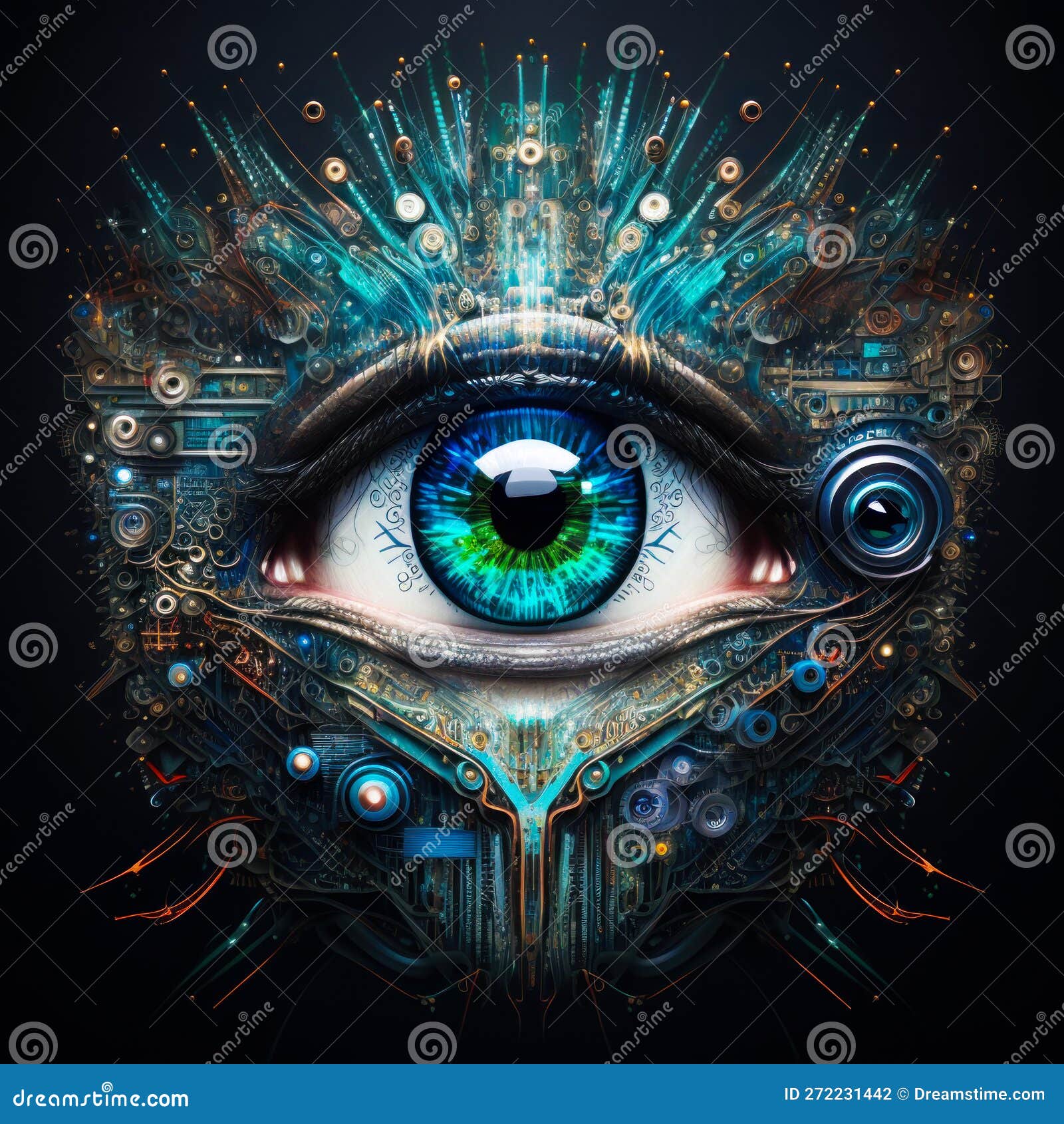 The Eye of Futuristic Robot is Shown in this Image. Generative AI Stock ...