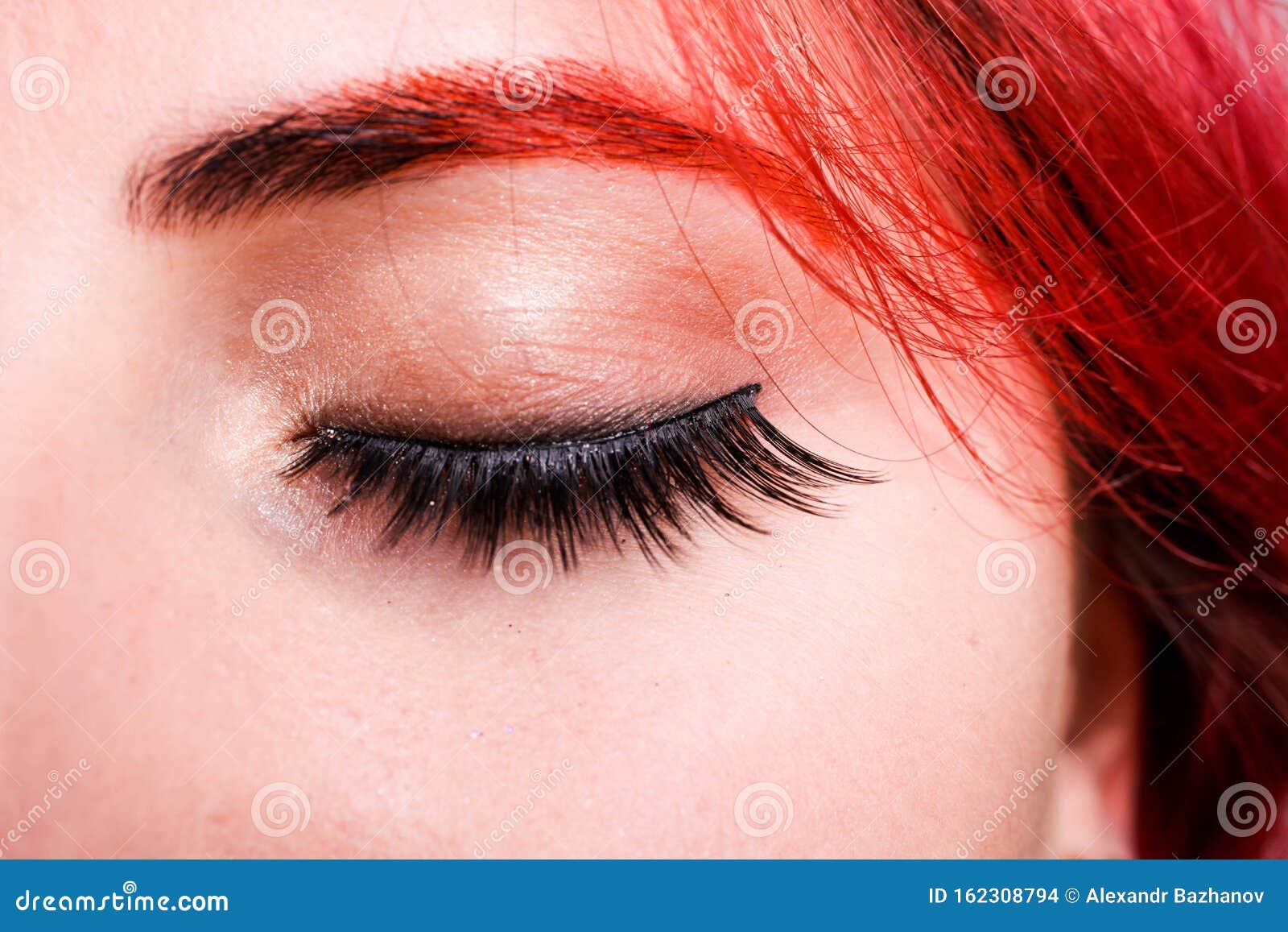 Eye of a Girl with Extended Eyelashes Closeup Stock Photo - Image of ...