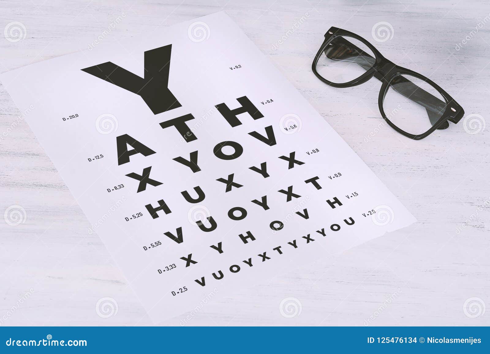 Eye Glasses on Eyesight Test Chart Stock Photo - Image of ophthalmology ...