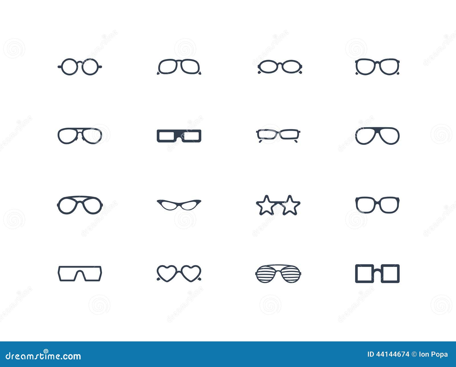 Eye glasses icons stock vector. Illustration of shape - 44144674