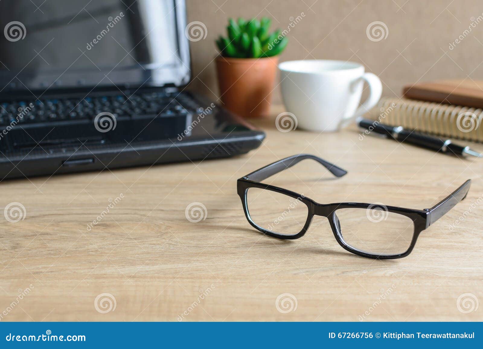 Eye Glasses with Laptop and Cup of Coffee Stock Photo - Image of ...