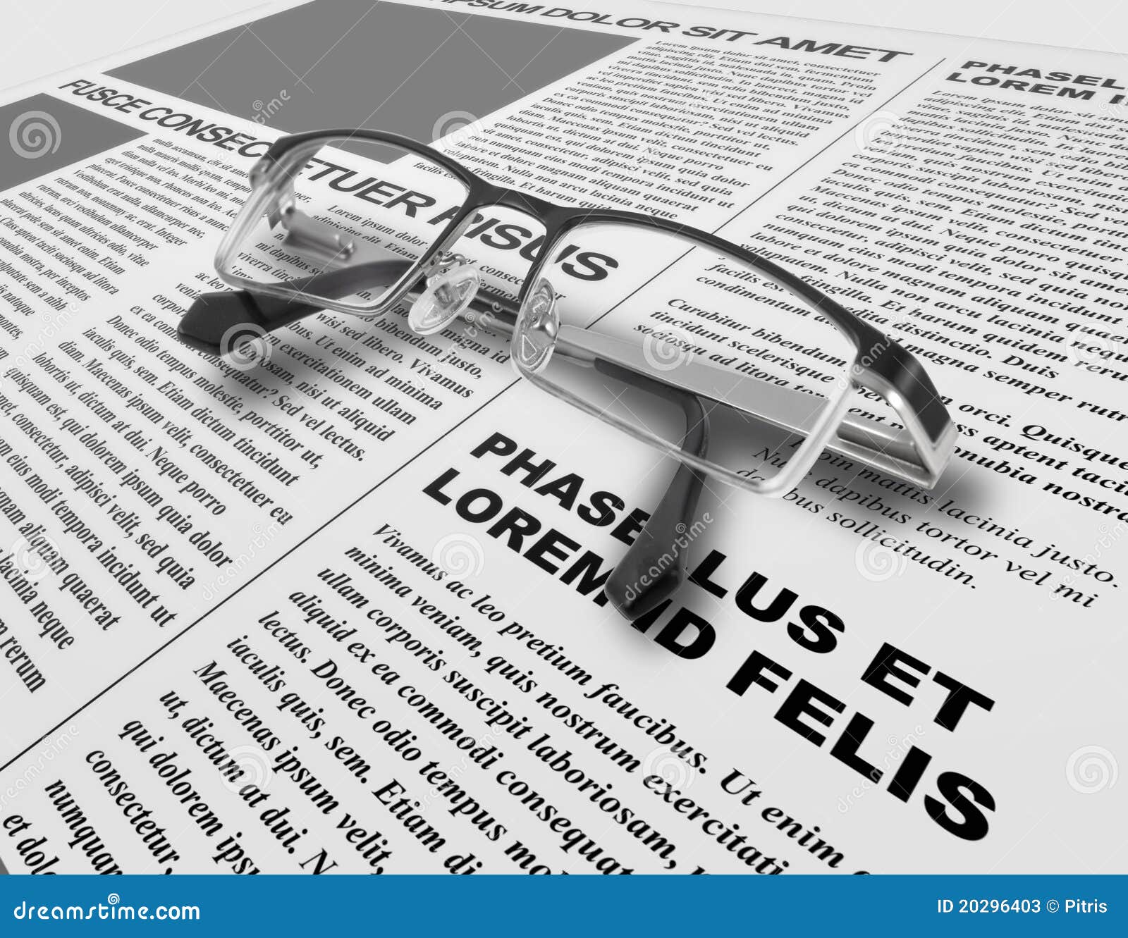 Eye glasses and newspaper stock image. Image of information - 20296403