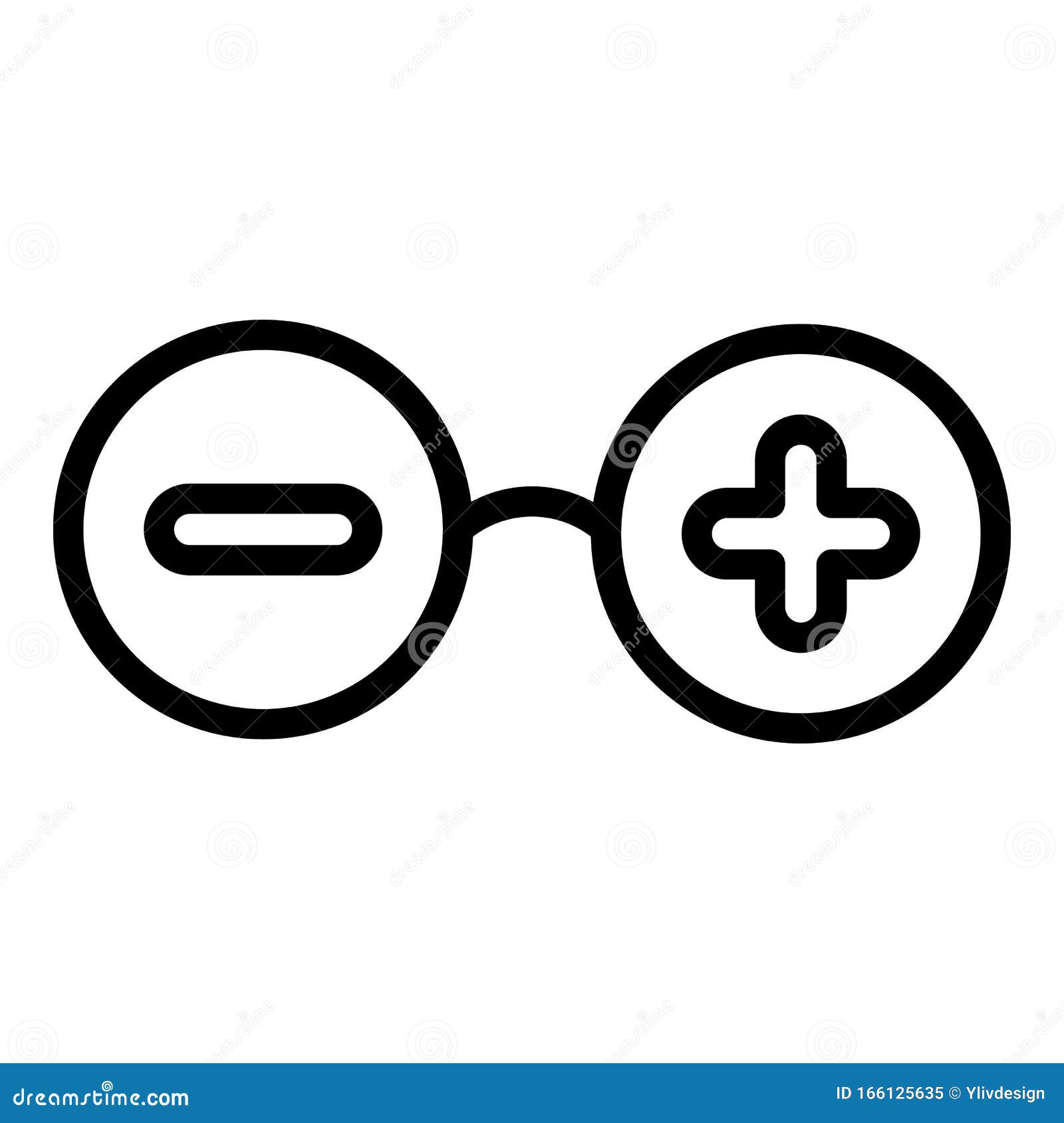 Eye Glasses Plus Minus Icon, Outline Style Stock Vector - Illustration ...