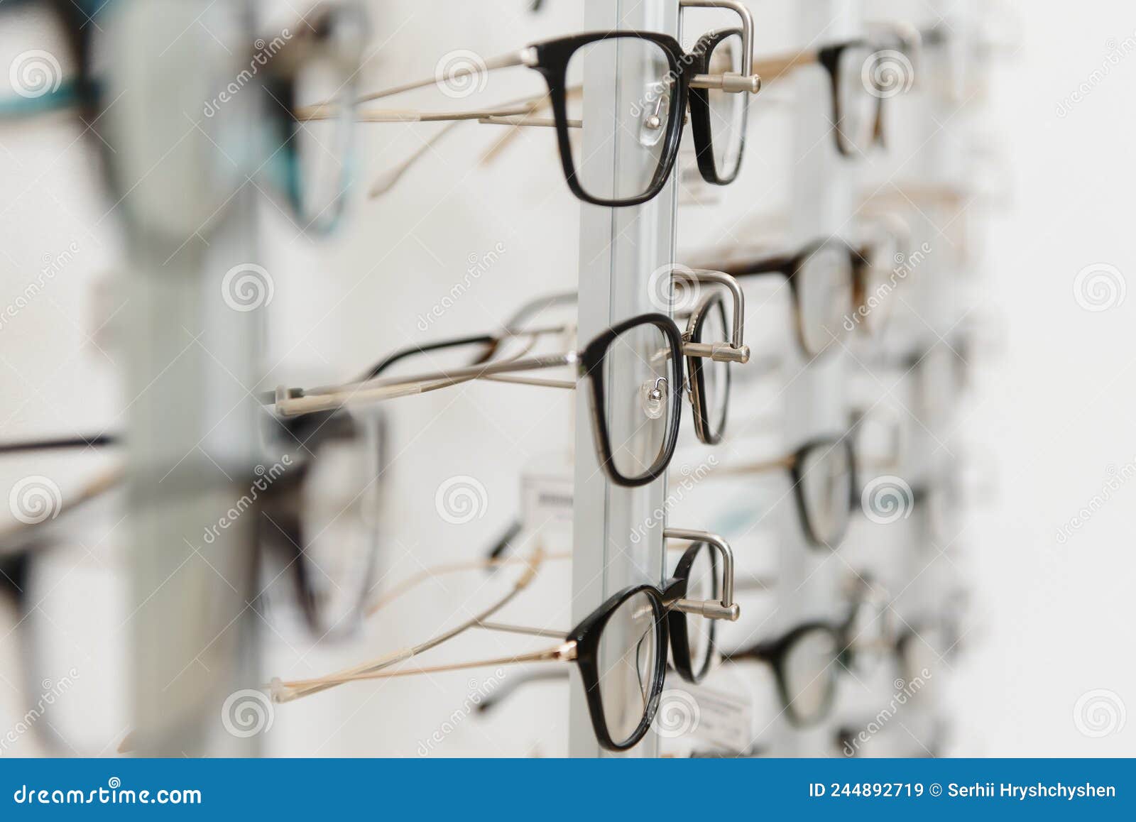 Eye glasses on the shelf. stock image. Image of style - 244892719
