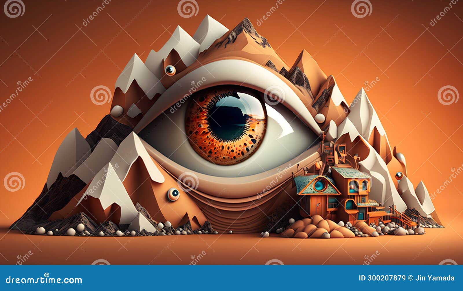 Eye of God in the Mountains. 3D Illustration. Sacred Geometry Stock ...