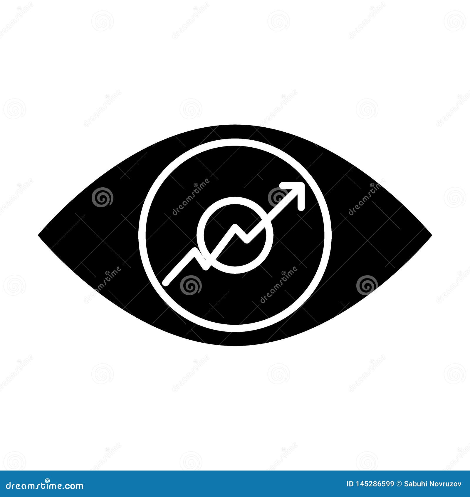 Eye with Graph Solid Icon. Growth Diagram in the Eye Illustration ...