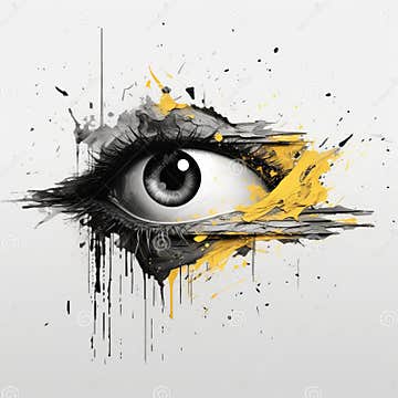 Eye with Graphic Design Elements: Illustration with Drips and Splatters ...