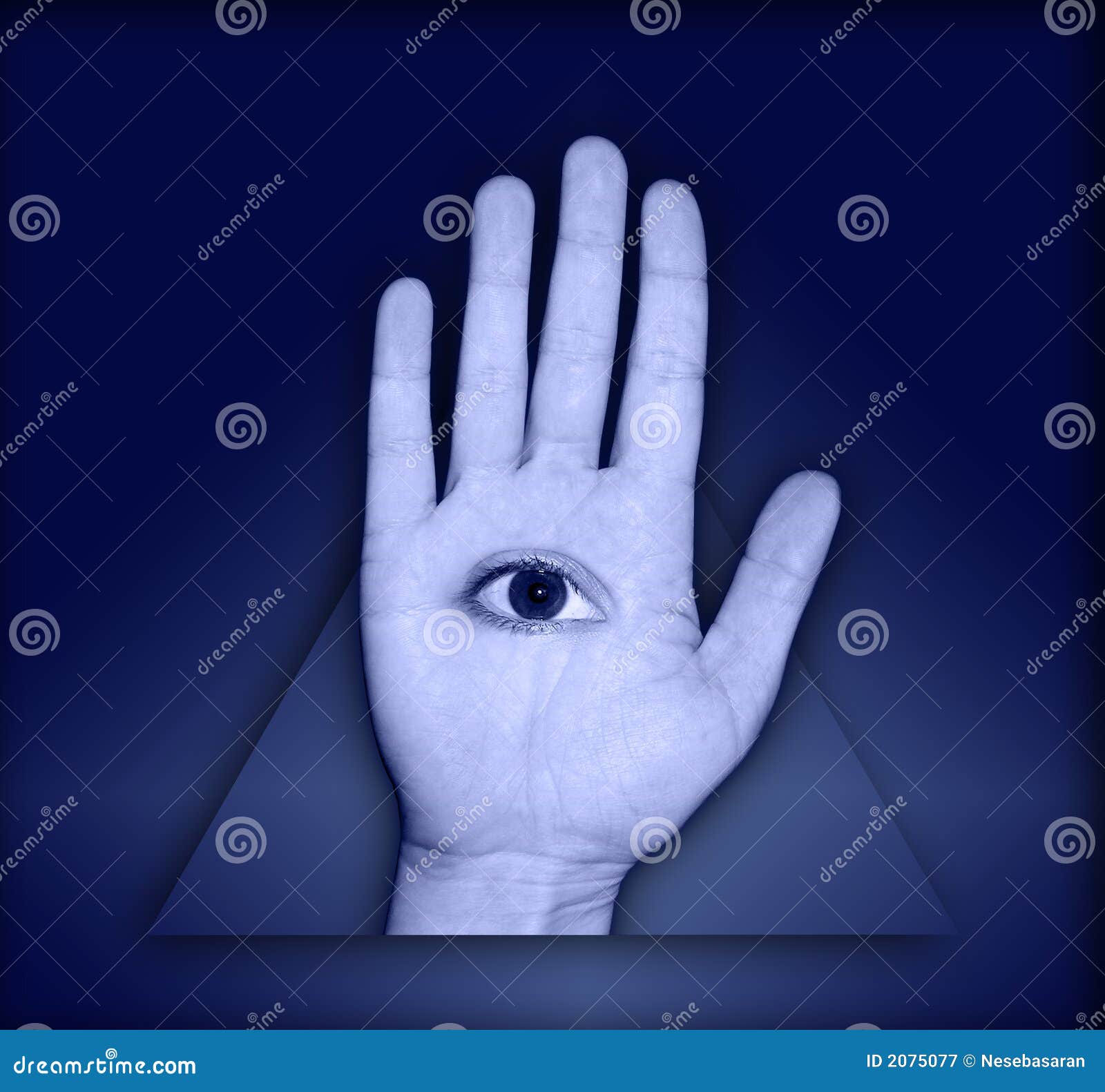 Eye in Hand stock illustration. Illustration of evil, single - 2075077