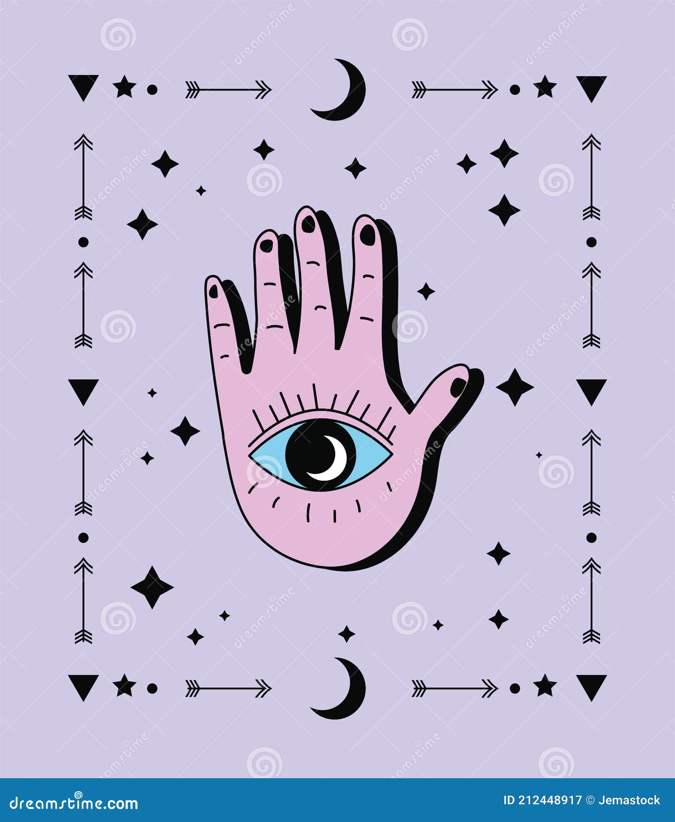 Eye in hand stock vector. Illustration of spiritual - 212448917