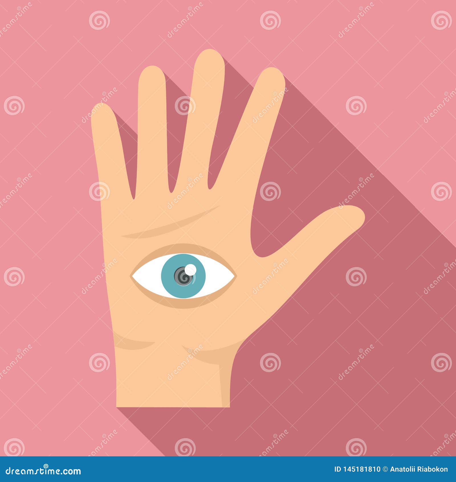 Eye in Hand Icon, Flat Style Stock Vector - Illustration of east, luck ...