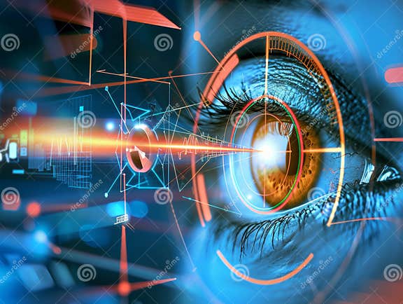 Eye with High-tech Interface, Augmented Reality Elements Stock Photo ...