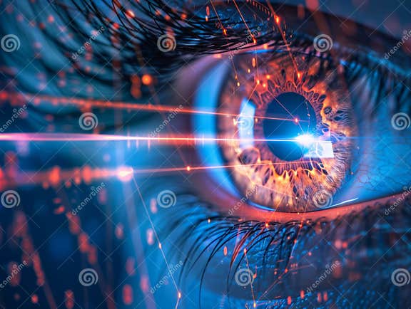 Eye with High-tech Interface, Augmented Reality Elements Stock Image ...