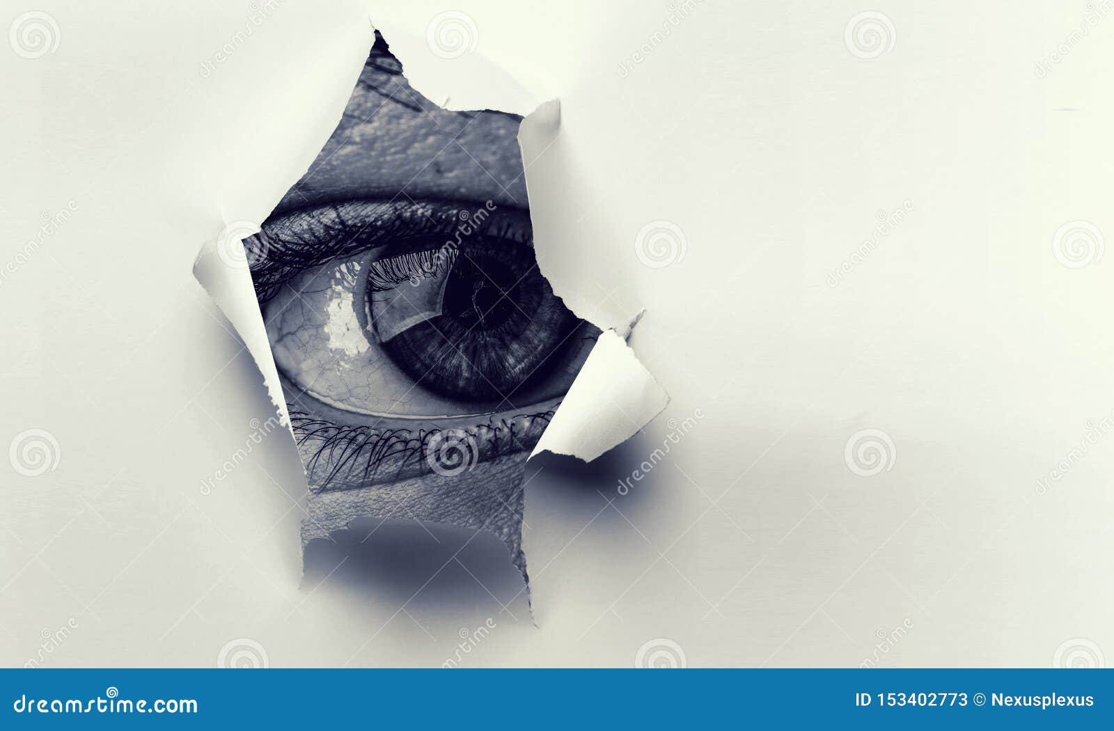 Eye in a Hole of Torn Paper Stock Image - Image of edge, crack: 153402773
