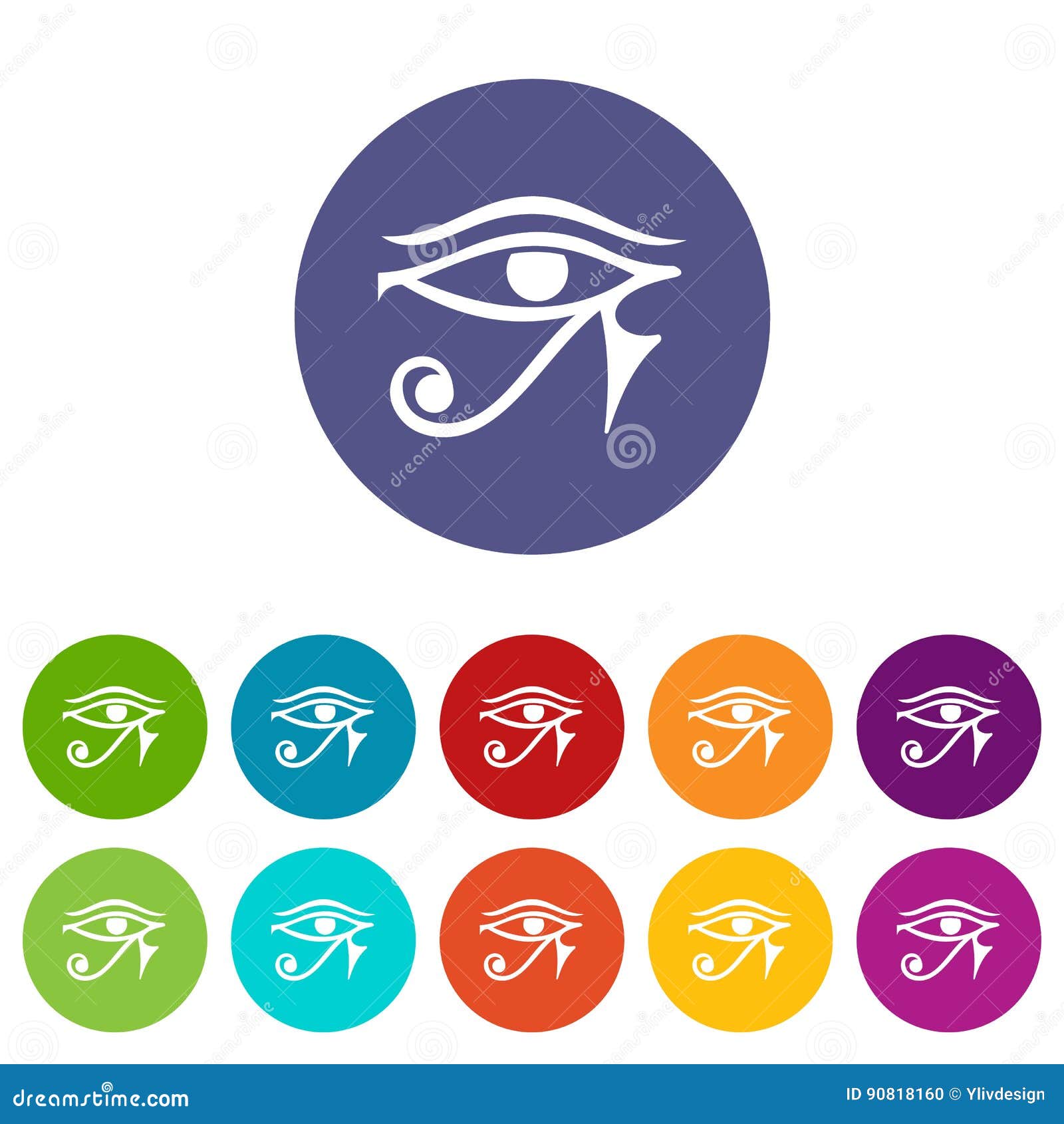 Eye of Horus Egypt Deity Icons Set Flat Vector Stock Vector ...