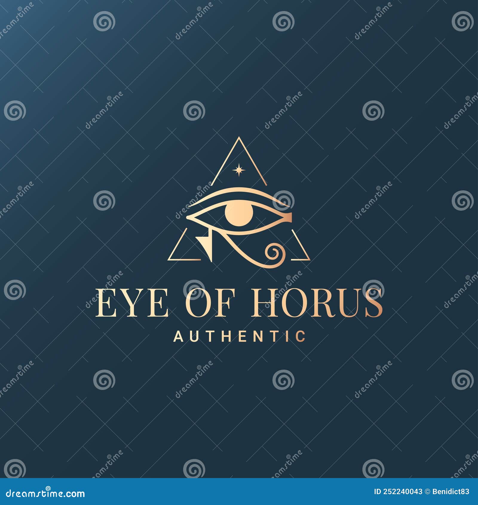 Eye Of Horus Logo Design. Gold Ancient Symbol Of Egyptian Pyramid ...