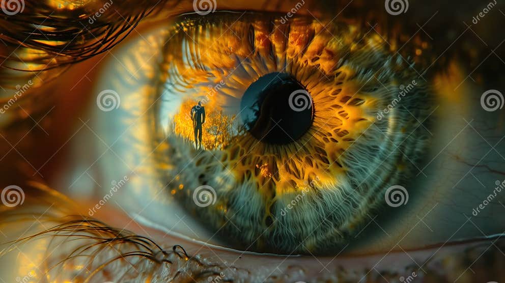 Eye with Human Reflection Macro Stock Illustration - Illustration of ...