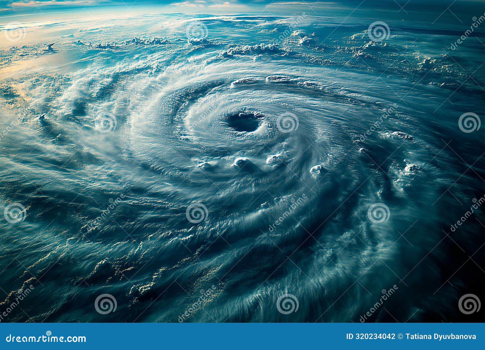 Eye of the Hurricane on Earth. Typhoon Over Planet. Category 5 Super ...