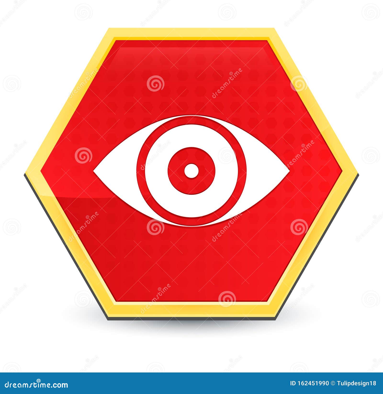 Eye Icon Abstract Red Hexagon Button Bright Yellow Frame Elegant Design ...