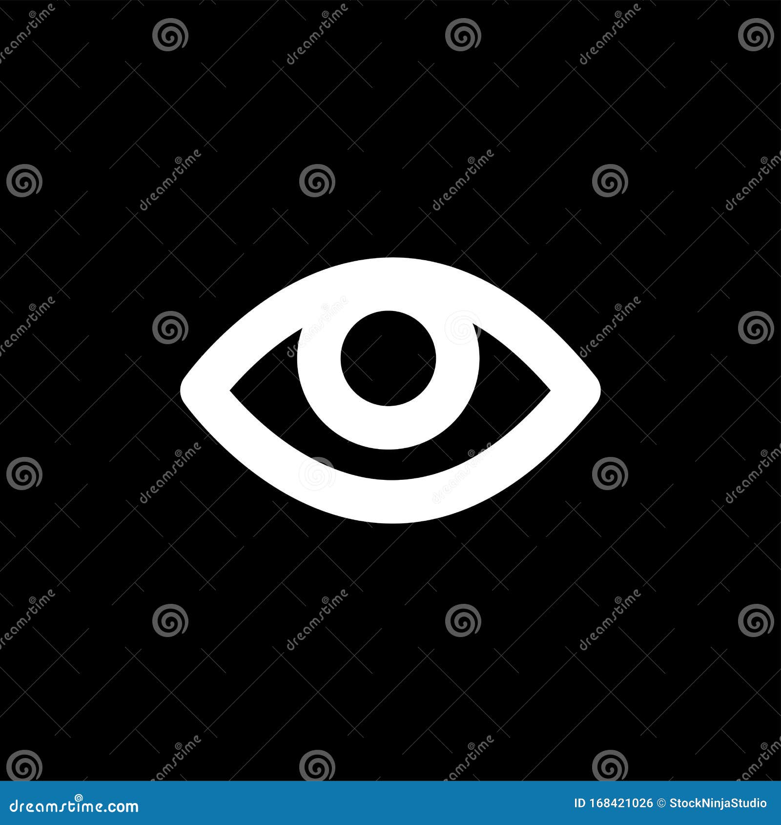 Eye Icon on Black Background. Black Flat Style Vector Illustration ...