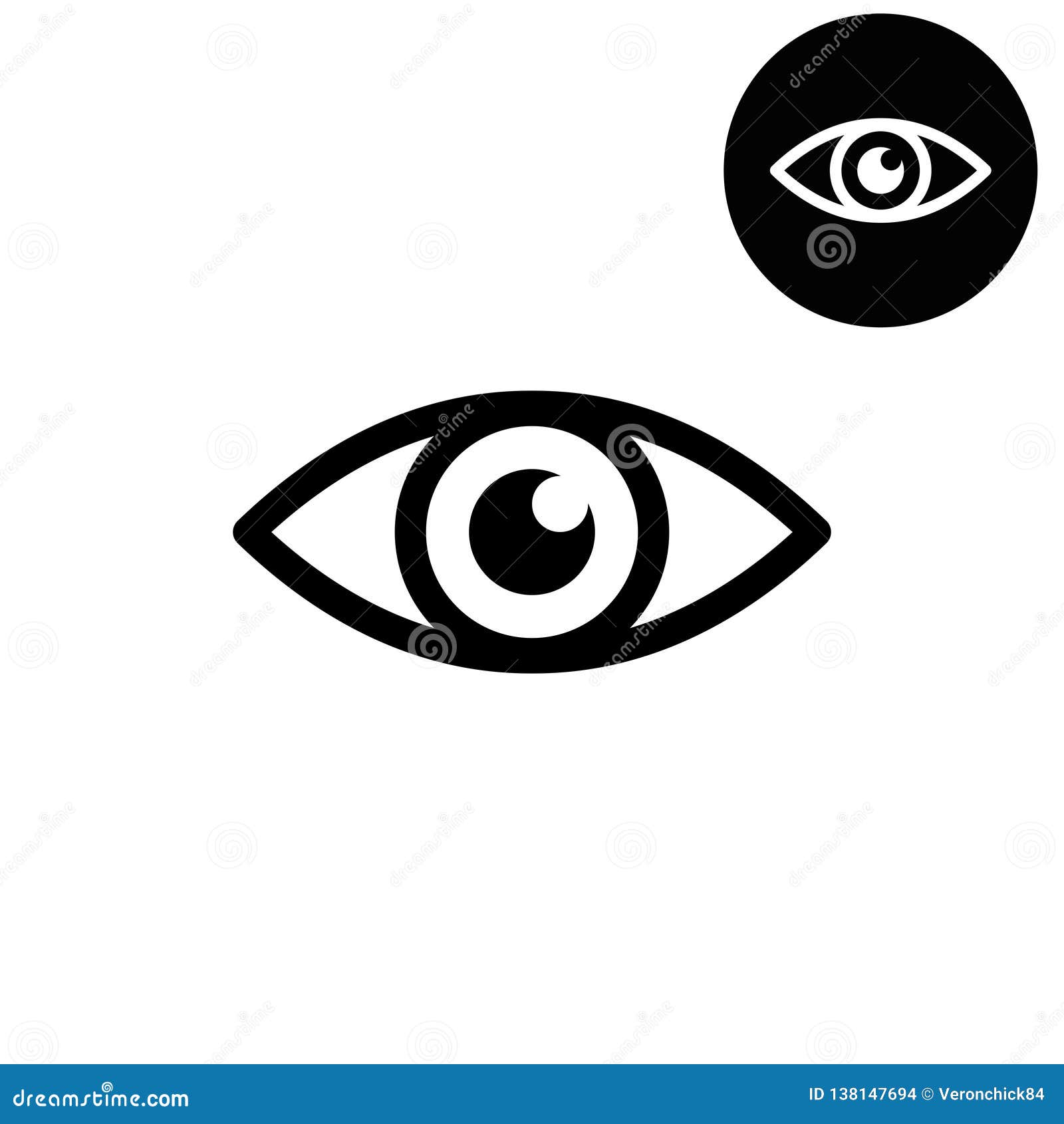 Eye Icon, Black and White Icons for Web Design Stock Vector ...
