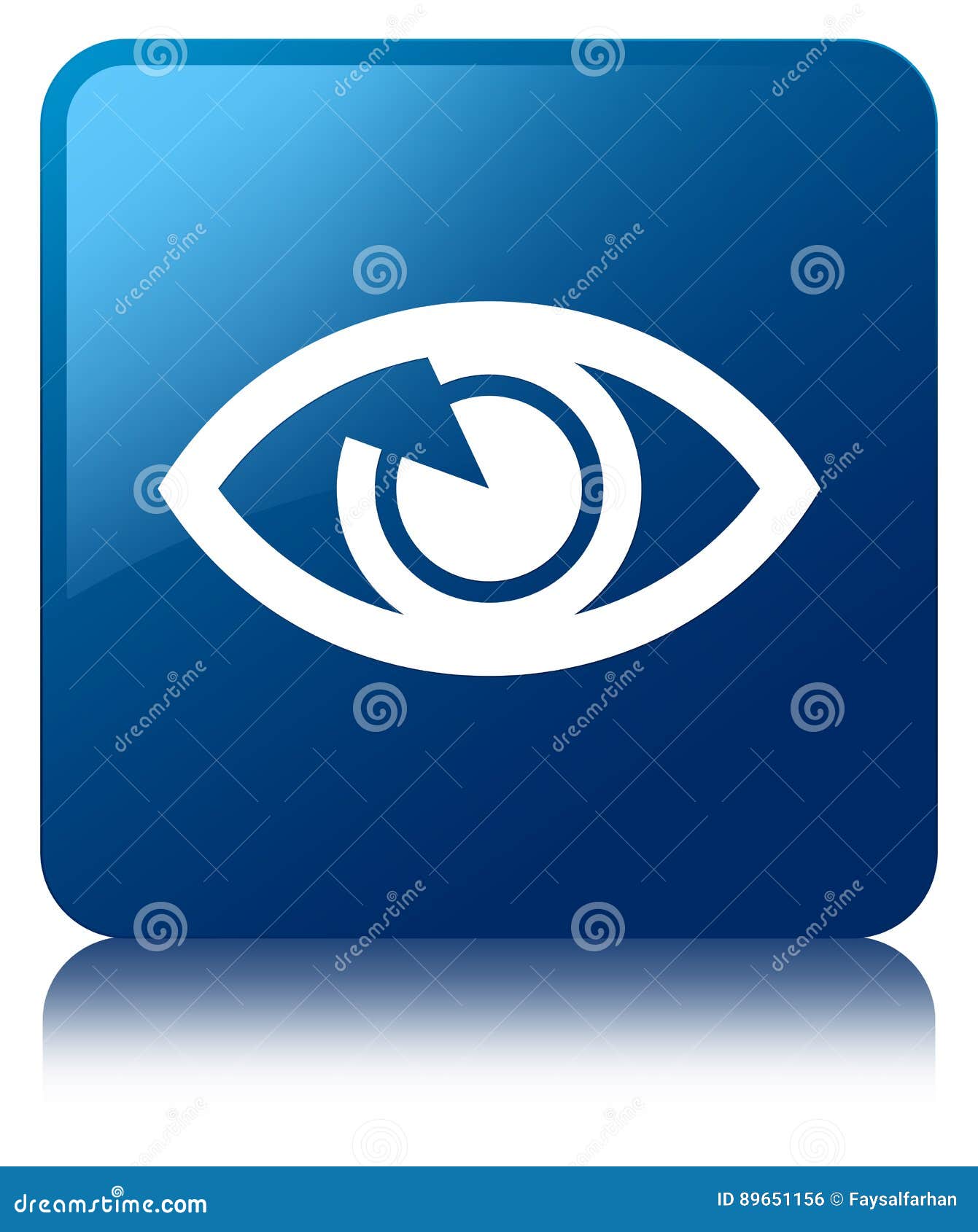 Eye Icon Blue Square Button Stock Illustration - Illustration of icon ...