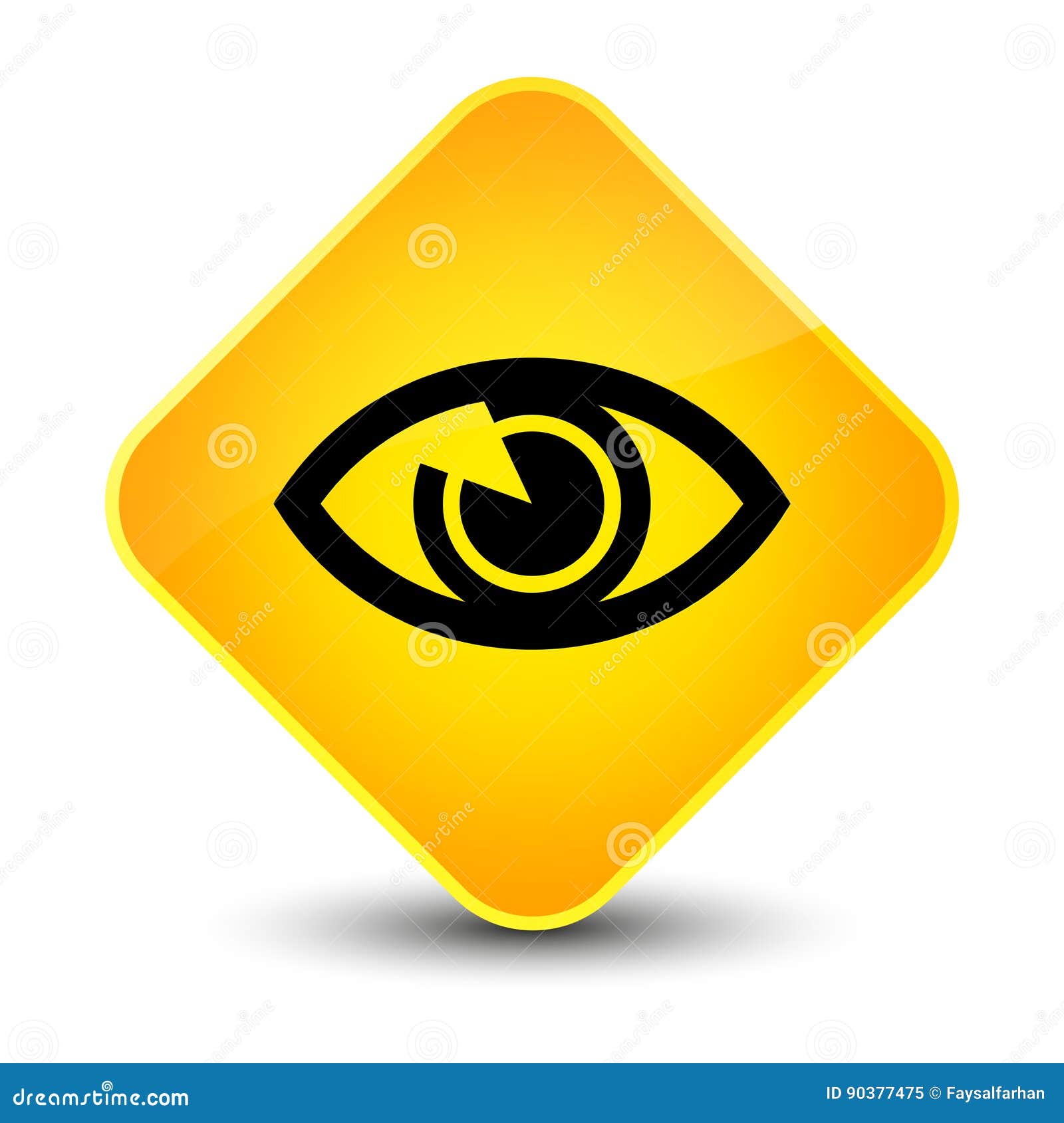 Eye Icon Elegant Yellow Diamond Button Stock Illustration ...