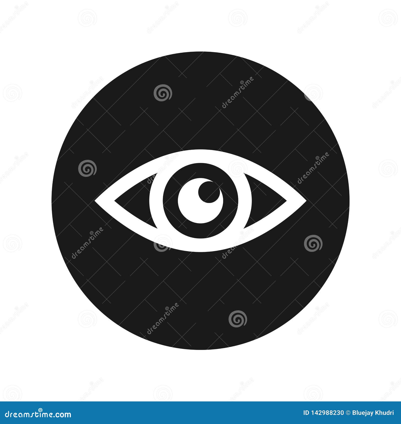 Eye Icon Flat Black Round Button Vector Illustration Stock Vector ...