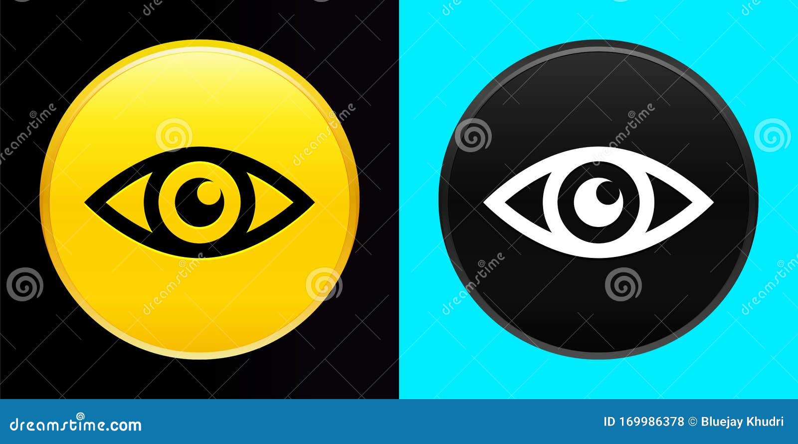 Eye Icon Flat Exclusive Button Set Stock Vector - Illustration of ...