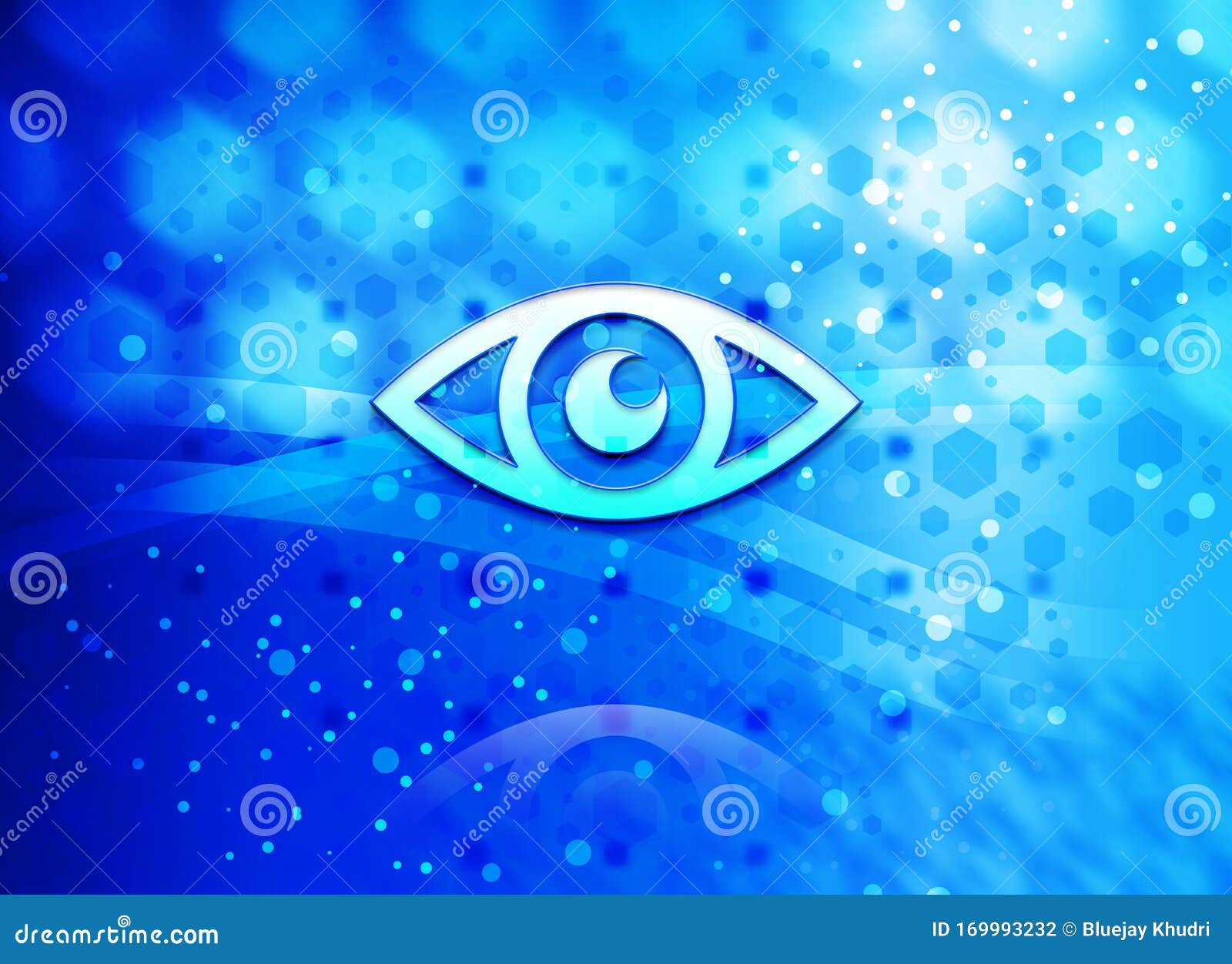 Eye Icon Abstract Light Cyan Blue Hexagon Pattern Background Stock ...